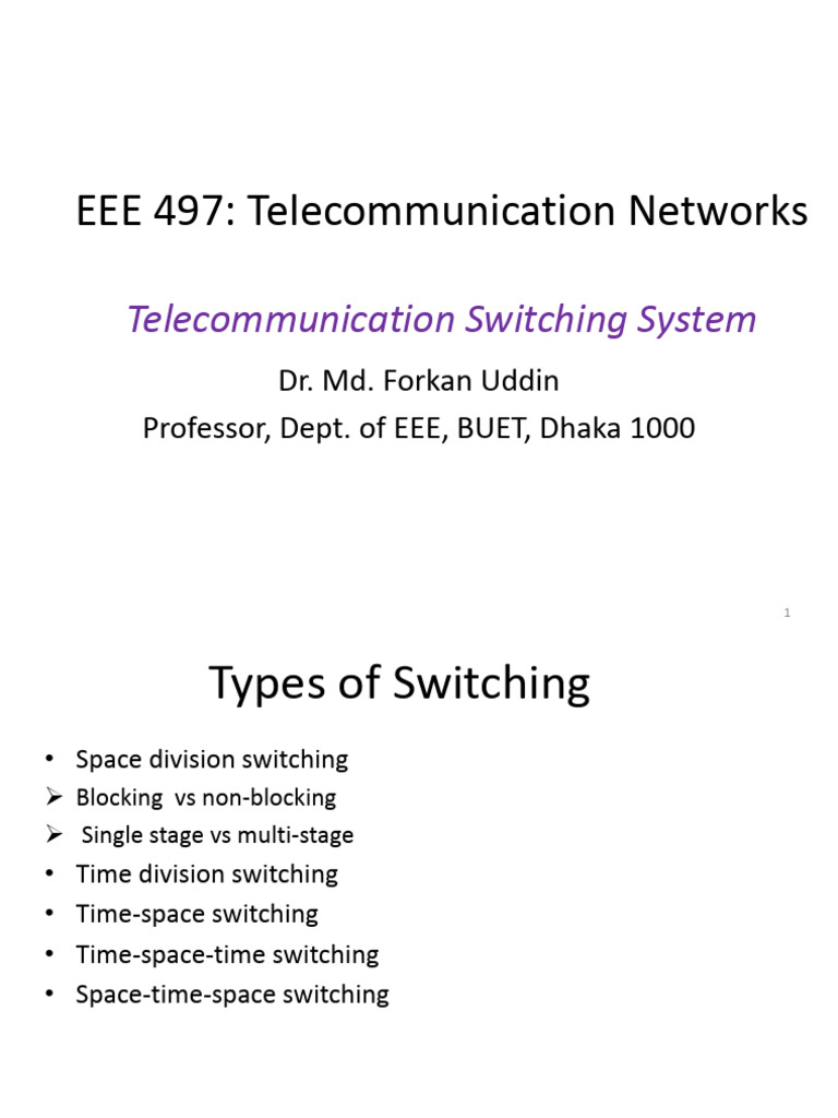 Lecture 2 EECE 497 Telecommunication Switching | PDF | Computer Engineering | Electronics
