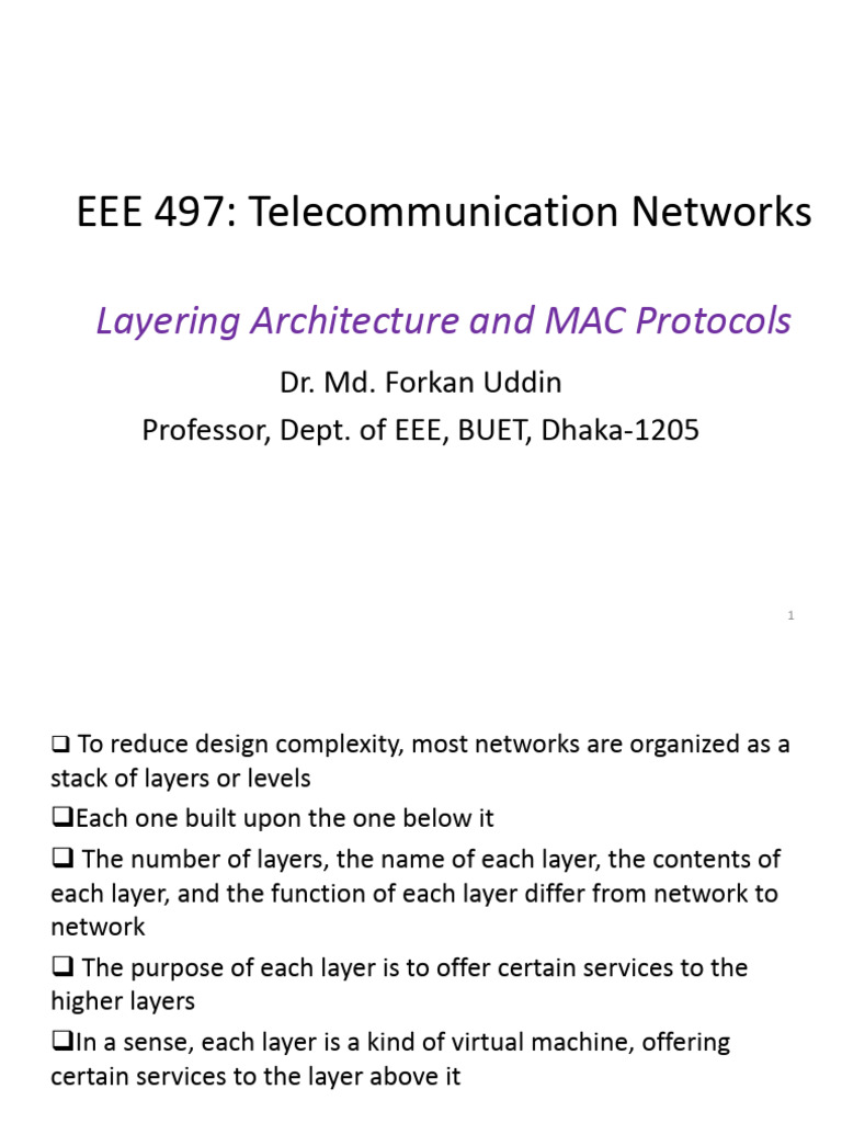 Lecture 3 EECE 497 Layering Architecture MAC Protocols | PDF | Internet Protocol Suite | Channel ...