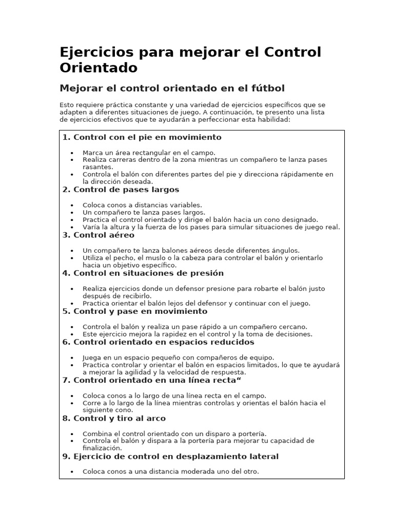 Ejercicios para Mejorar El Control Orientado | PDF | Asociación de ...