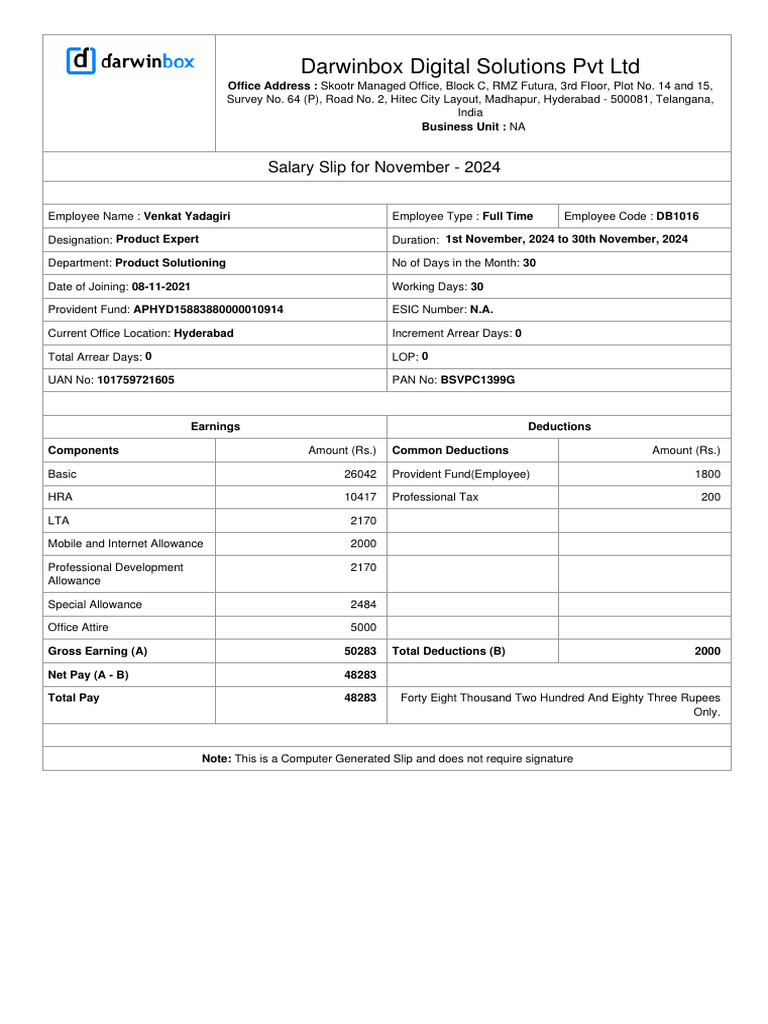 November 2024 Salary Slip Details | PDF | Economies | Public Finance