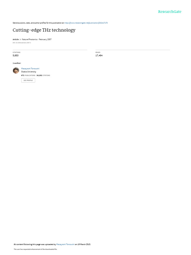 Cutting-Edge THZ Technology | PDF | Terahertz Radiation | Laser
