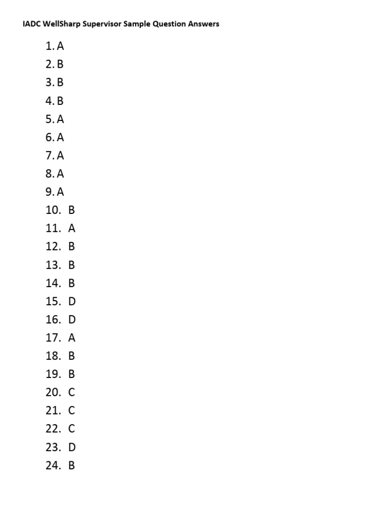 IADC Supervisor Exam Sample Answers | PDF