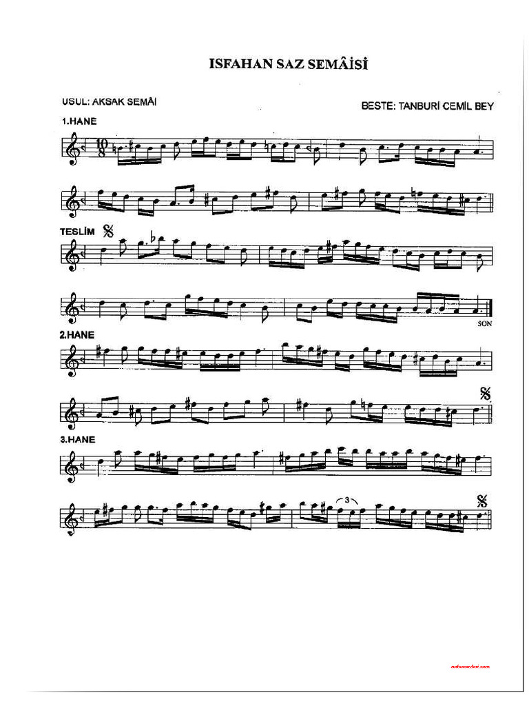 Isfahan Saz Semai Cemil Bey | PDF