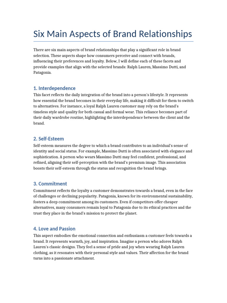 Six Key Aspects of Brand Relationships | PDF | Brand | Intimate ...