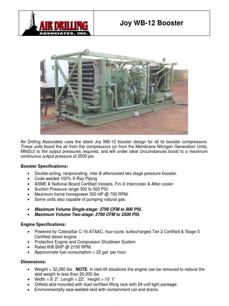 Joy WB-12 Air Booster Specifications | PDF
