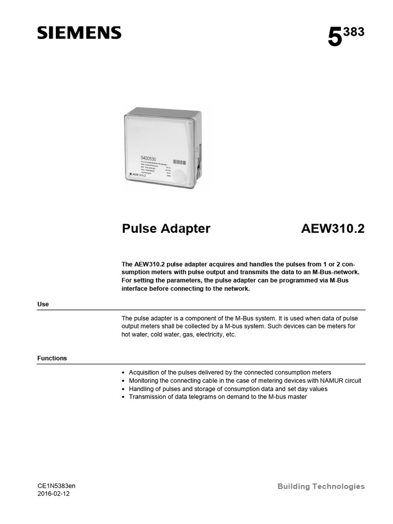 A6V10063637 Pulse Adapter AEW310.2 en | PDF | Electrical Engineering ...