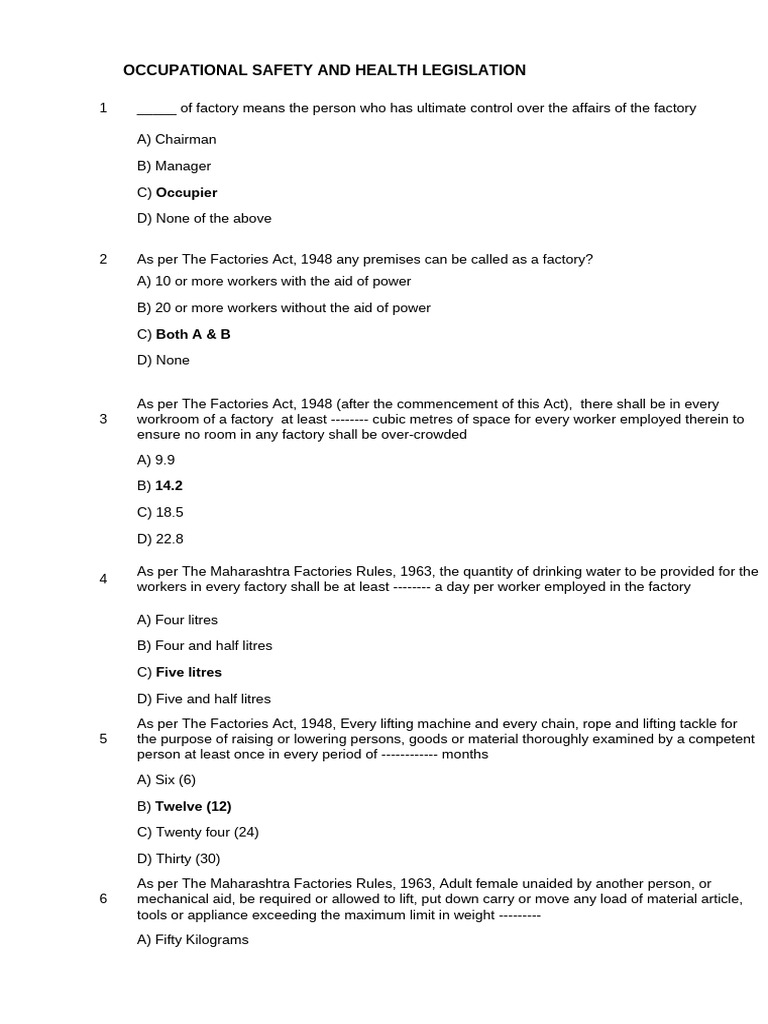 It Final Mcq - Osh | PDF | Occupational Safety And Health | International Labour Organization