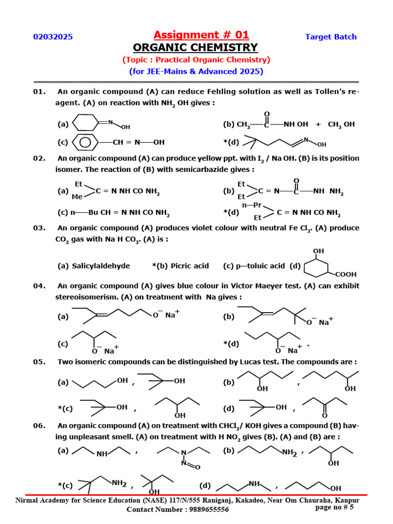 Answer Assignment 01 Practical Organic Chemistry | PDF | Chemical ...