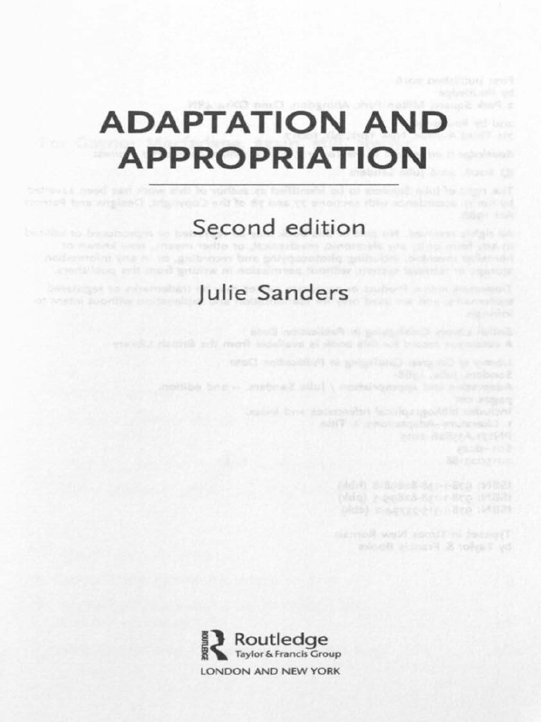 Sanders on Adaptation and Appropriation | PDF | Ulysses (Novel ...
