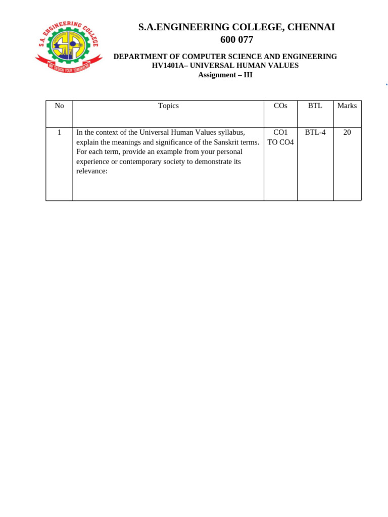UHV Assignment 3 II C | PDF