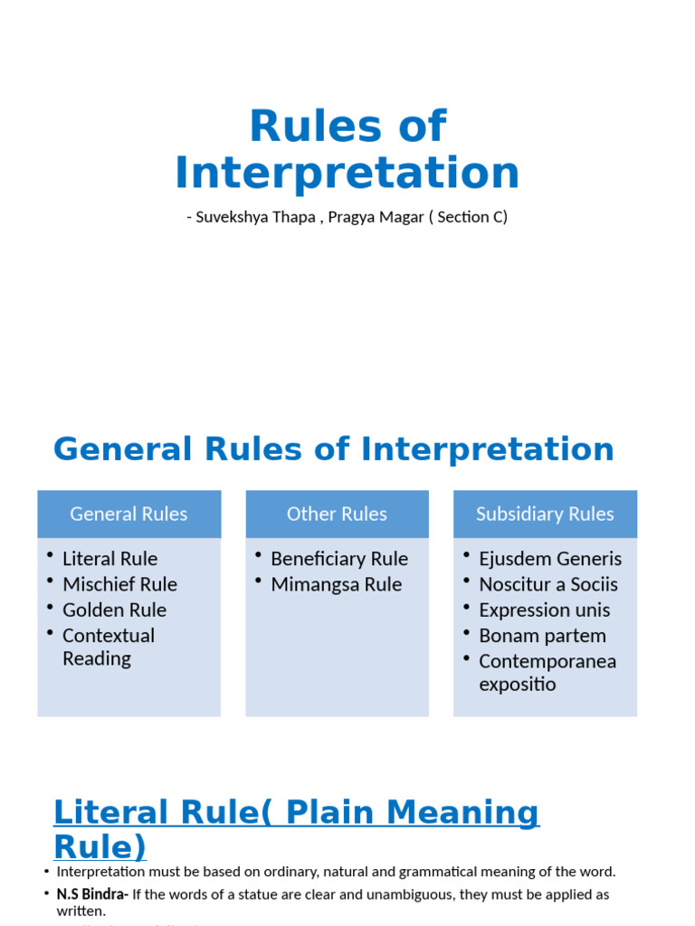 Rules of Interpretation | PDF | Plain Meaning Rule | Statutory ...