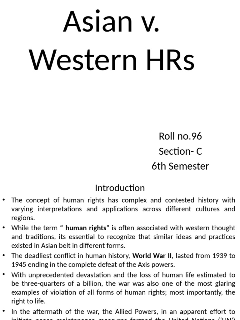 96 Asian vs. Western HR | PDF | Human Rights | Rights