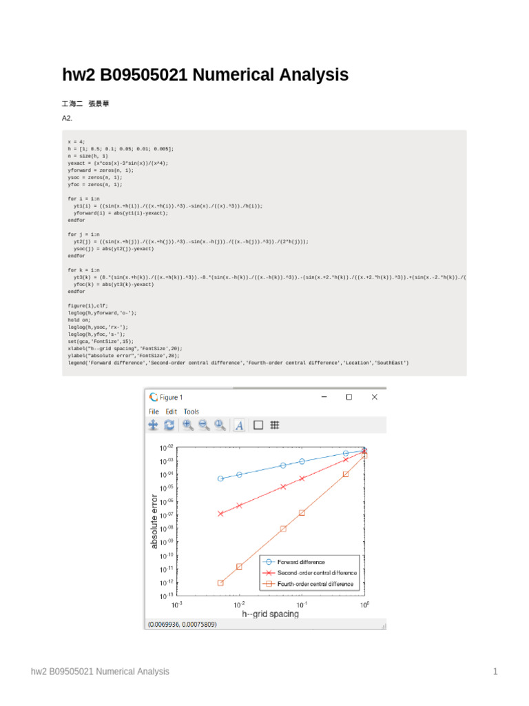 hw2 B09505021 Numerical Analysis | PDF | Algorithms | Linear Algebra