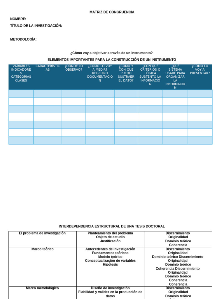Matriz de Congruencia en Investigación | PDF | Metodología | Science