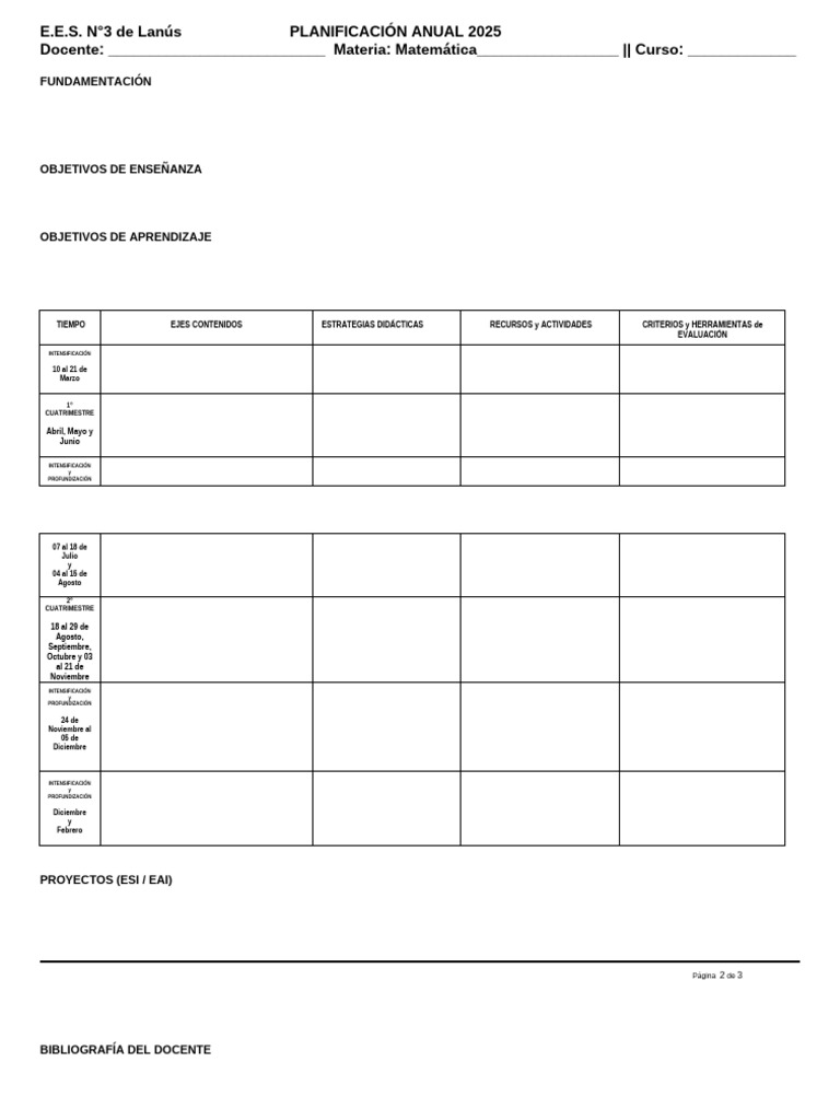 EES3 Planificación 2025 Modelo | PDF