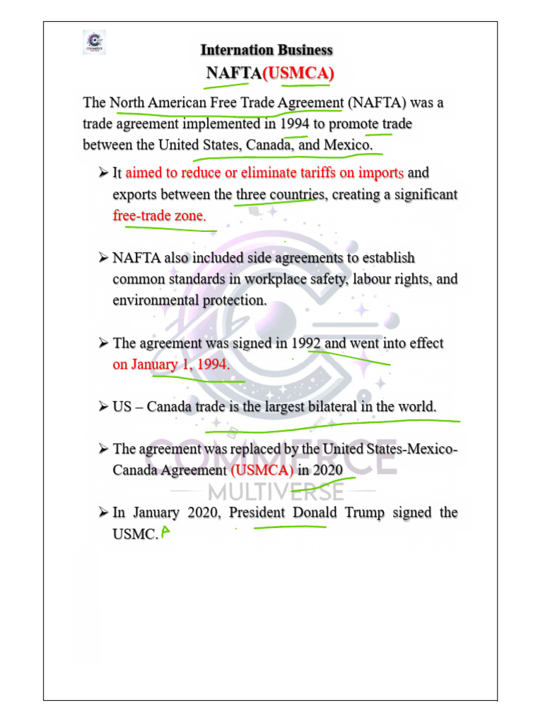 NAFTA and EU: Trade Agreements Explained | PDF | European Union | North ...