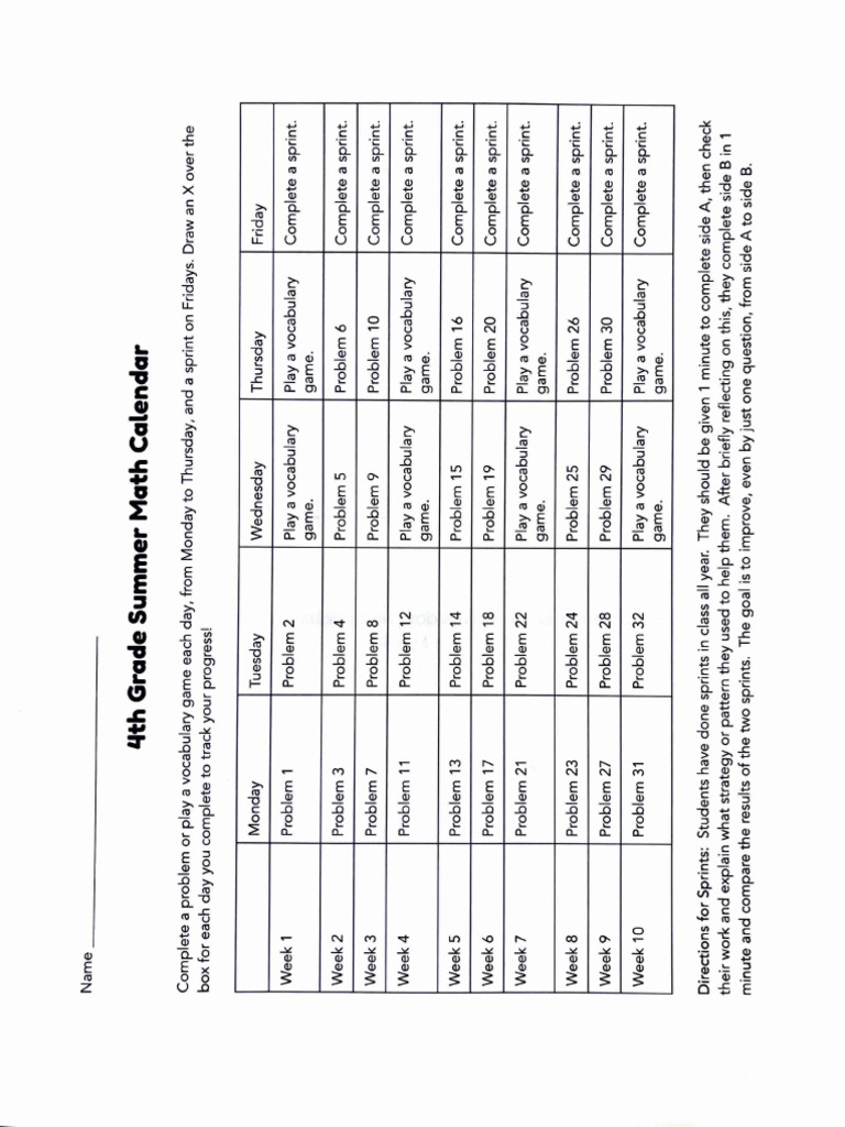 4th Grade Summer Math Challenge Updated 2024 | PDF | Area | Arithmetic