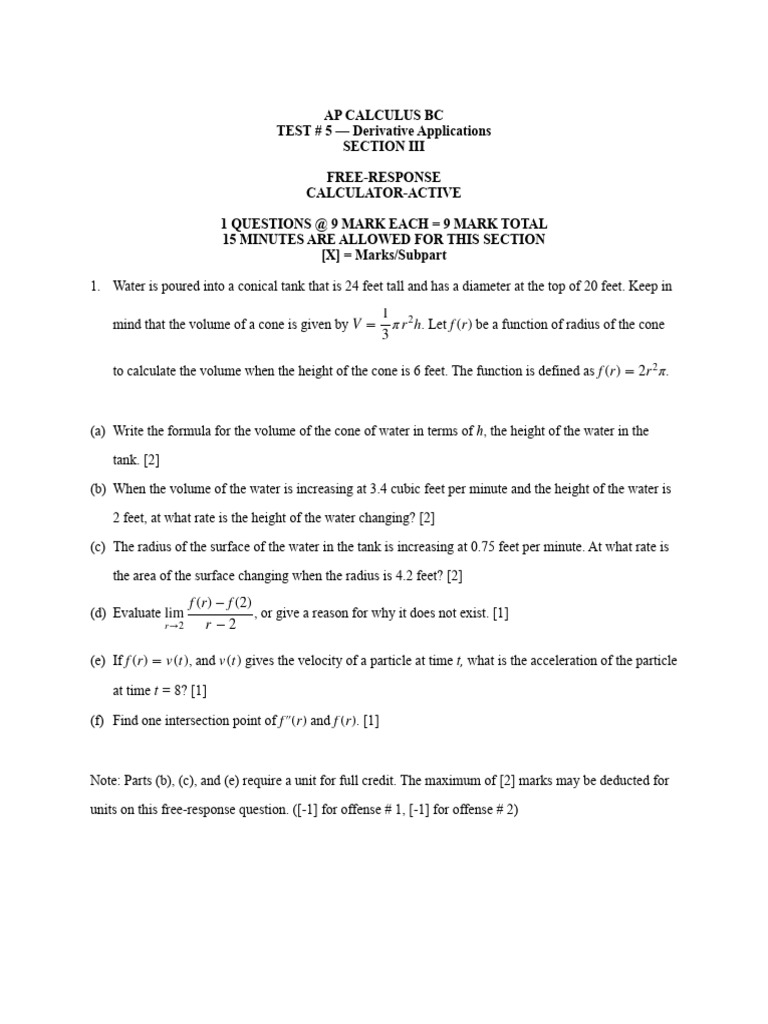 AP Calc BC Test 5 FRQ Section Copy - Pages | PDF | Volume | Classical ...
