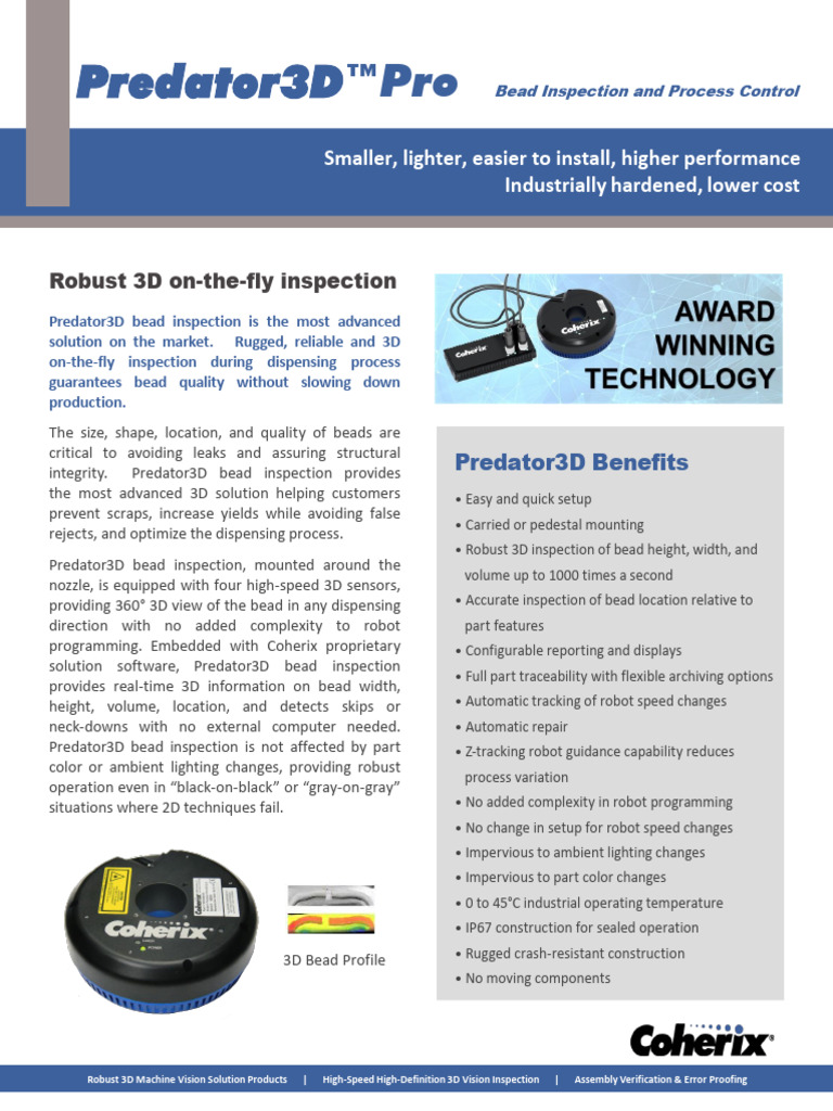 Predator3D Pro Spec Sheet - 20200524 | PDF