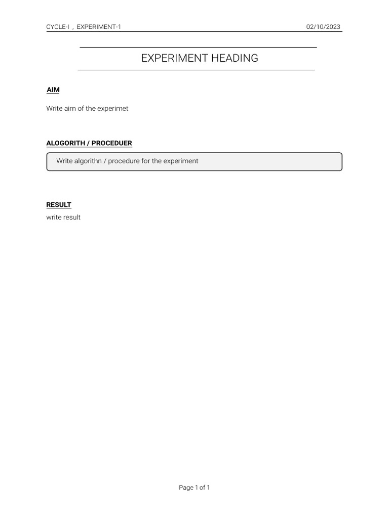 Lab Record Formet | PDF