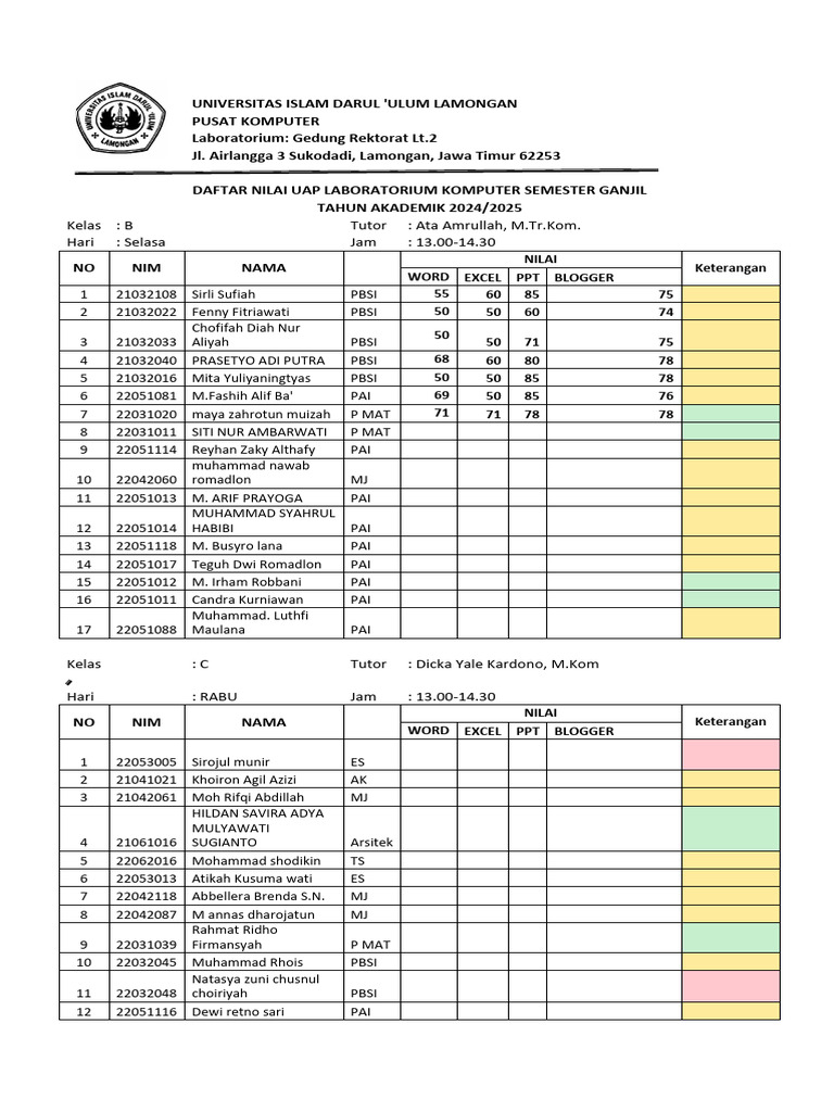 nilai tempel fix 2025 | PDF