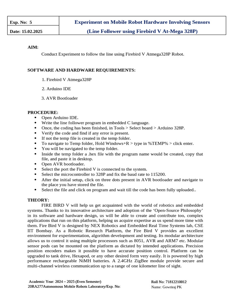 Experiment On Mobile Robot Hardware Involving Sensors (Line Follower ...