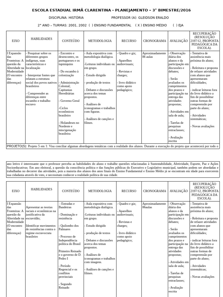 PLANO DE AULA 2° ANO 3° Bimestre | PDF | Pedagogia | Brasil