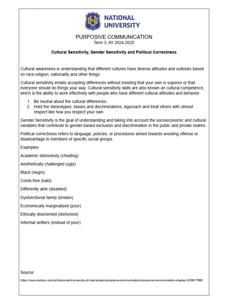 Cultural and Gender Sensitivity and Political Correctness | PDF