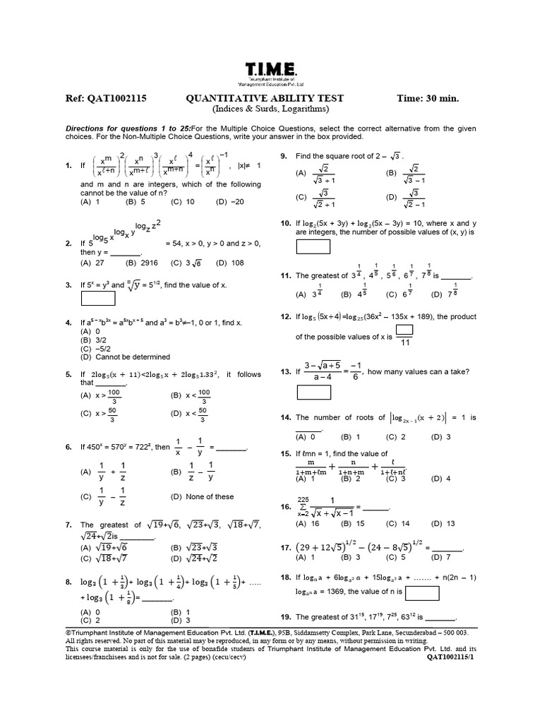 Indices & Surds, Logarithms | PDF | Mathematical Objects | Discrete Mathematics