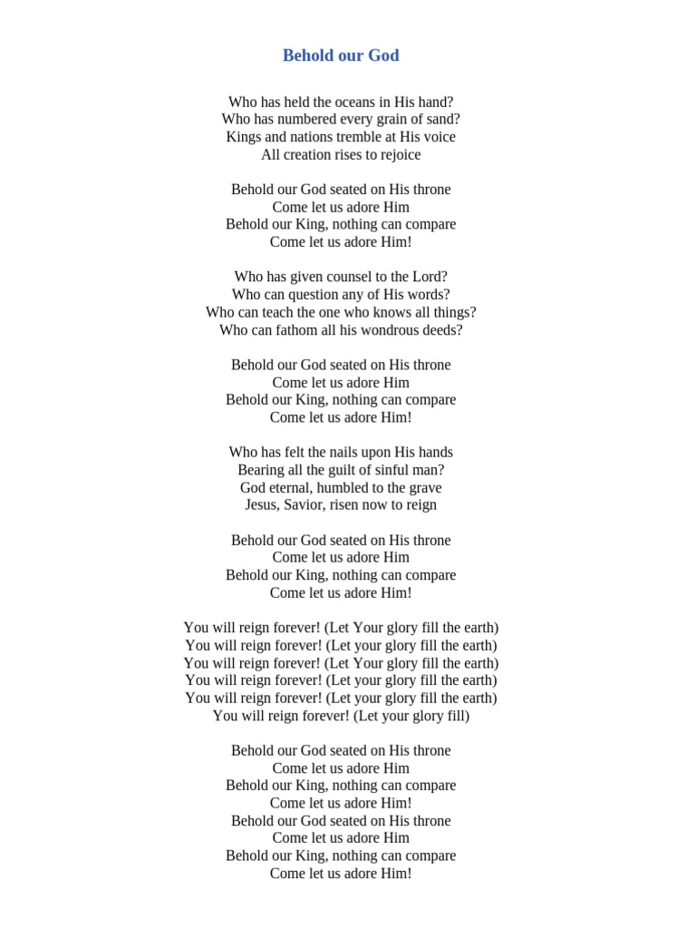 Behold Our God | PDF