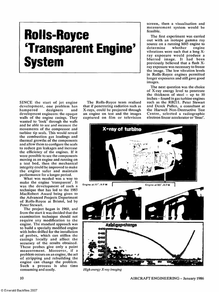 Rolls-Royce 'Transparent Engine' System | PDF | Engines | Radiography
