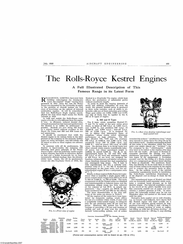Rolls-Royce Kestrel Engine Overview | PDF | Propulsion | Vehicle Parts