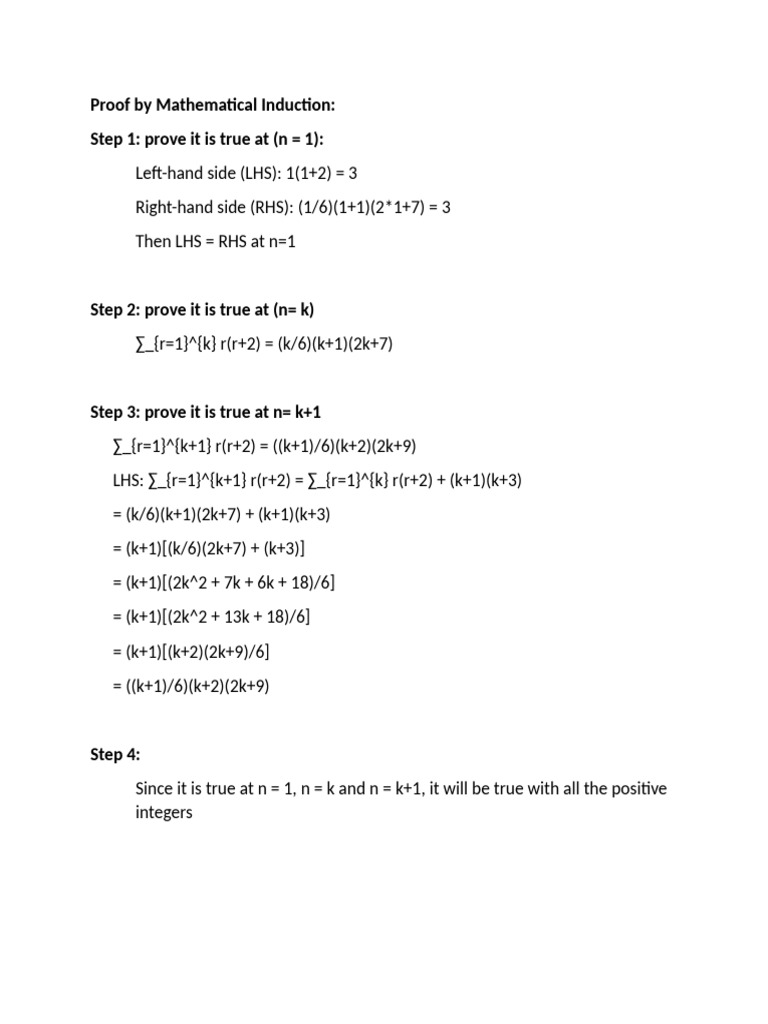 Proof of Induction for Series Summation | PDF