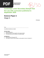 Stage 9 Progression Test Science 2025 Paper 2 | PDF | Chemical Bond ...