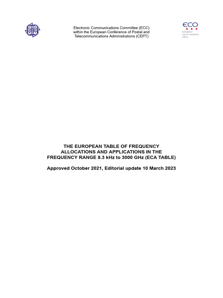 Pages From The European Table of Frequency Allocations | PDF