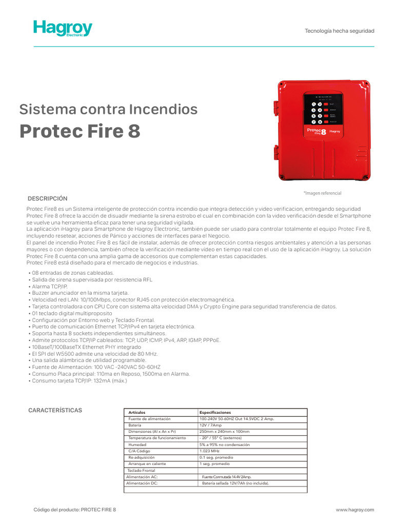 Ft Panel Protec Fire 8 Hg Ptfire8 220 | PDF | Protocolo de Control de Transmisión | Estándares ...