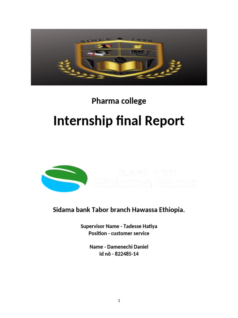Sidama Bank Internship Report | PDF | Banks | Employment
