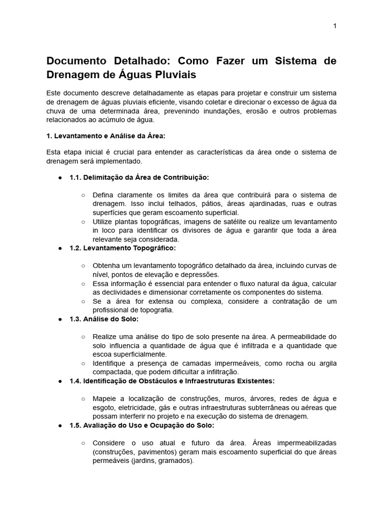 Como Fazer Um Sistema de Drenagem de Águas Pluviais | PDF | Enchente ...