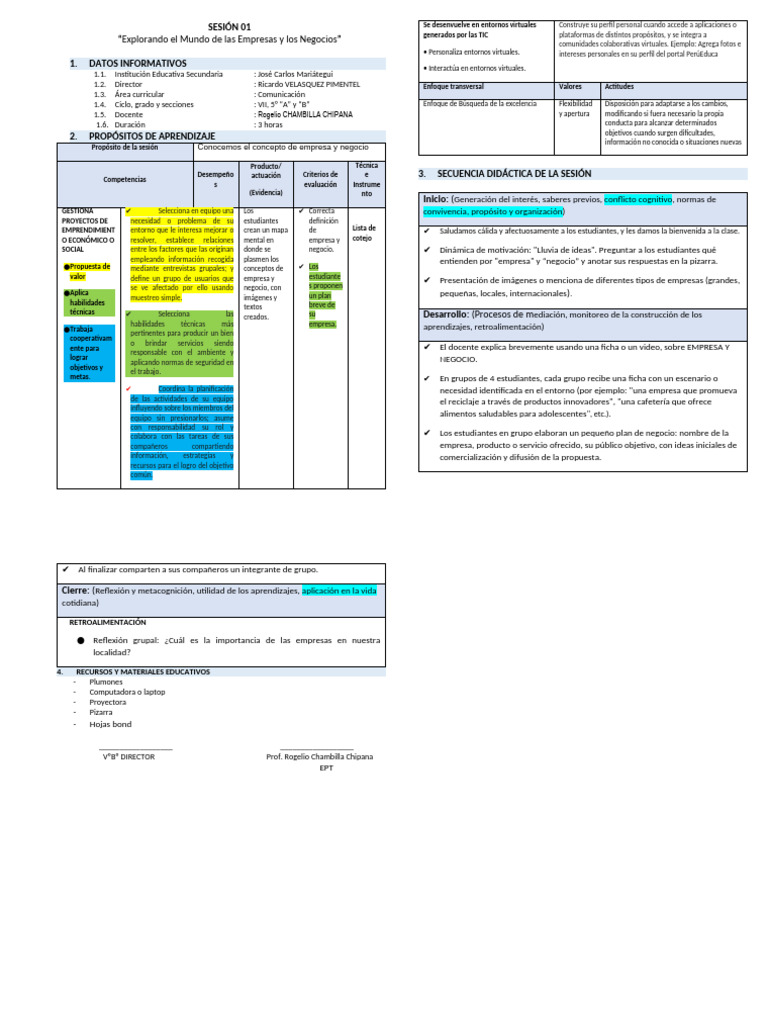 Sesion 02-Ept-5° | PDF | Business | Evaluación