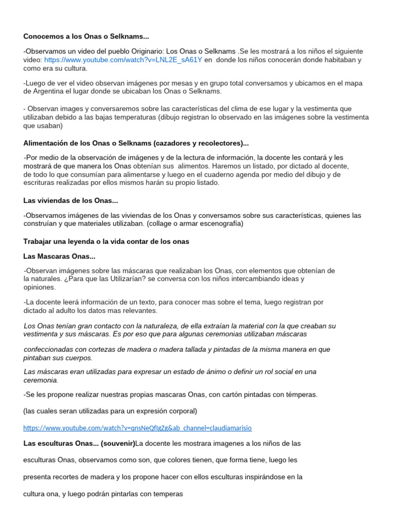 Conocemos A Los Onas o Selknams | PDF