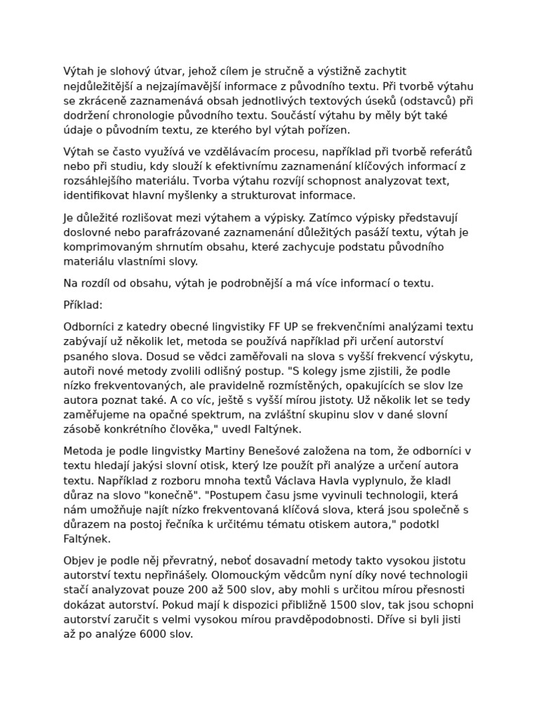 Výtah Je Slohový Útvar | PDF