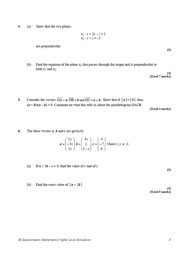 IBHL QB (Ver3.0) - Vector - All - P1 2 | PDF | Line (Geometry ...