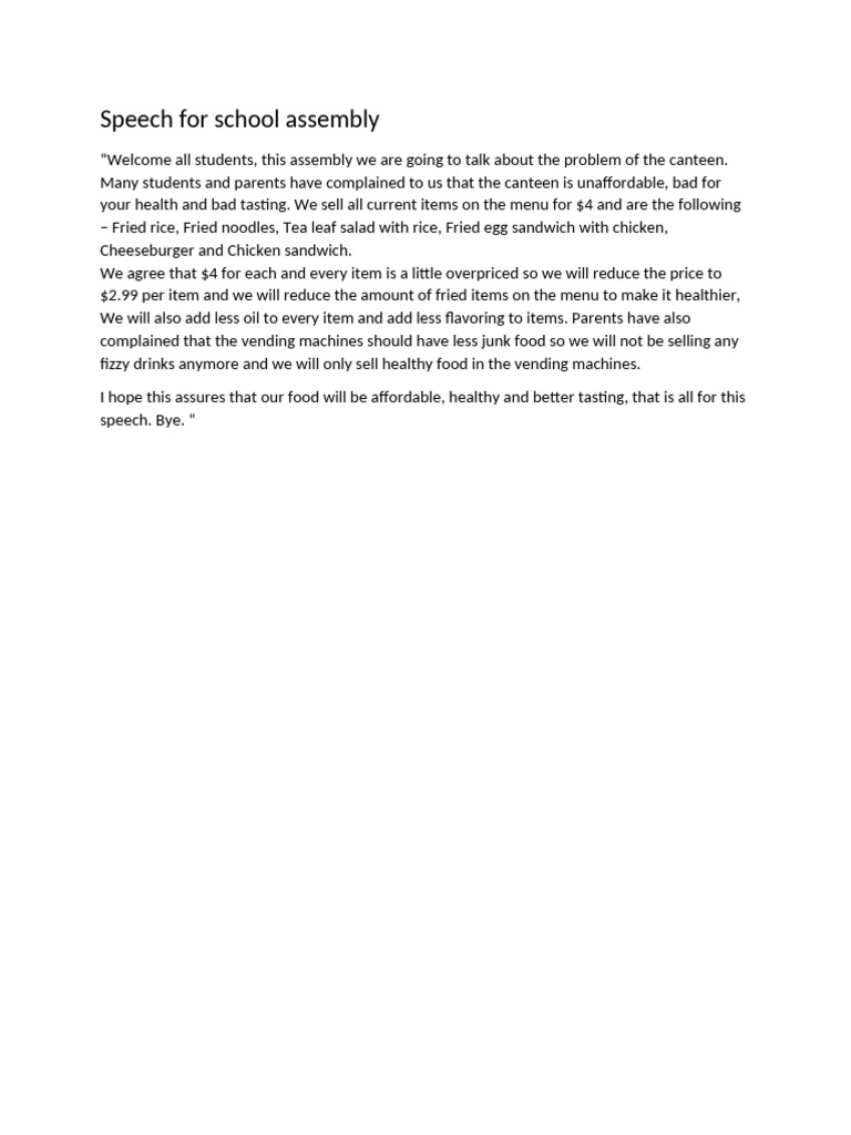 Canteen Improvements Announcement Pdf