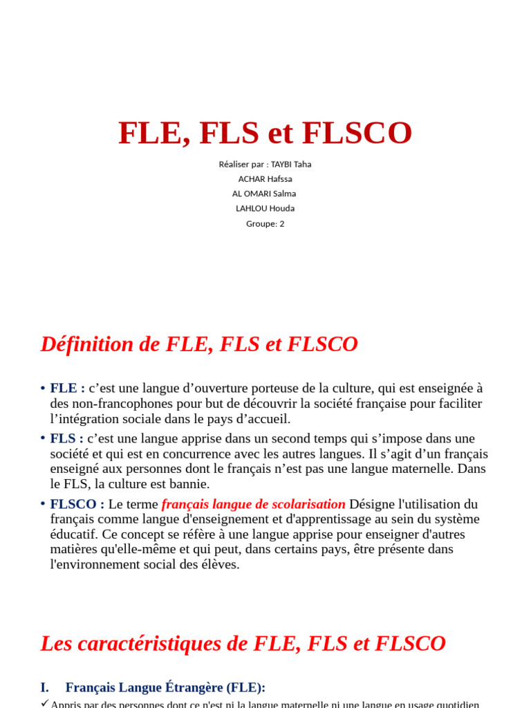 Fle, Fls Et Flsco | PDF | Langue française