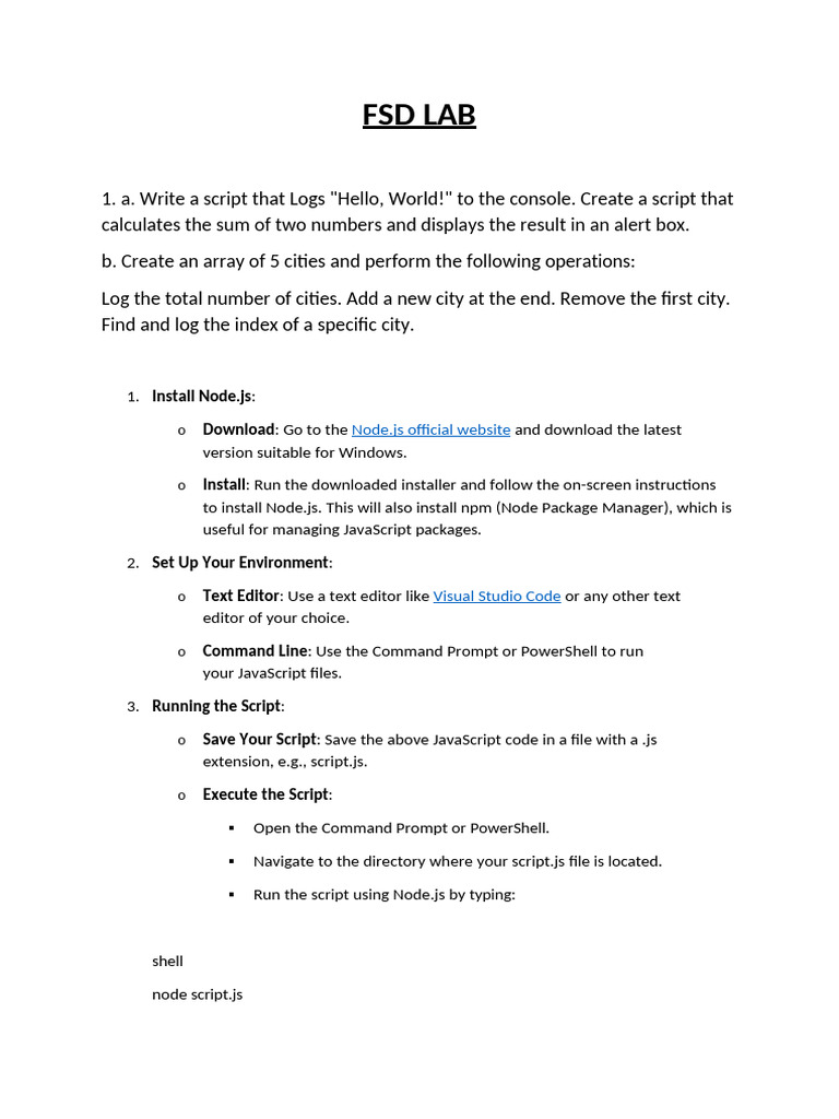 FSD LAB - Program - 1 - To - 4 | PDF | Java Script | Command Line Interface