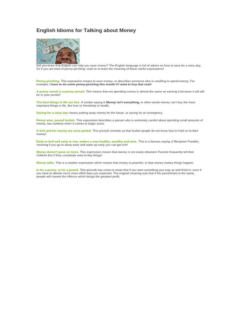 Money Idioms and Expressions Explained | PDF