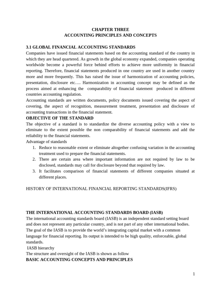 Chapter Three Accounting Concepts and Principlles | PDF | International ...