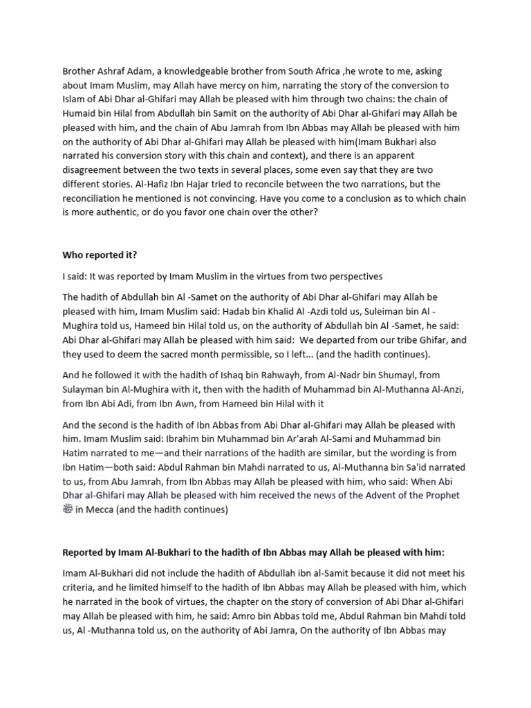 Abu Dhar Al Ghifari R.A. | PDF | Hadith | Muhammad