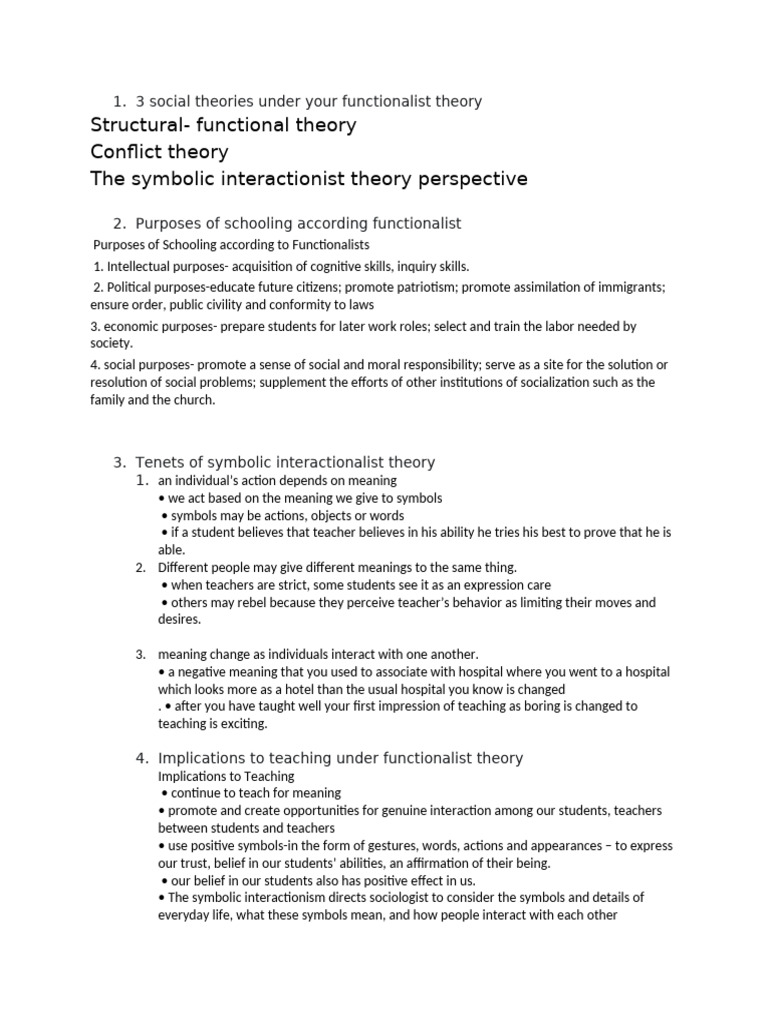 3 Social Theories Under Your Functionalist Theory | PDF | Behavioural ...