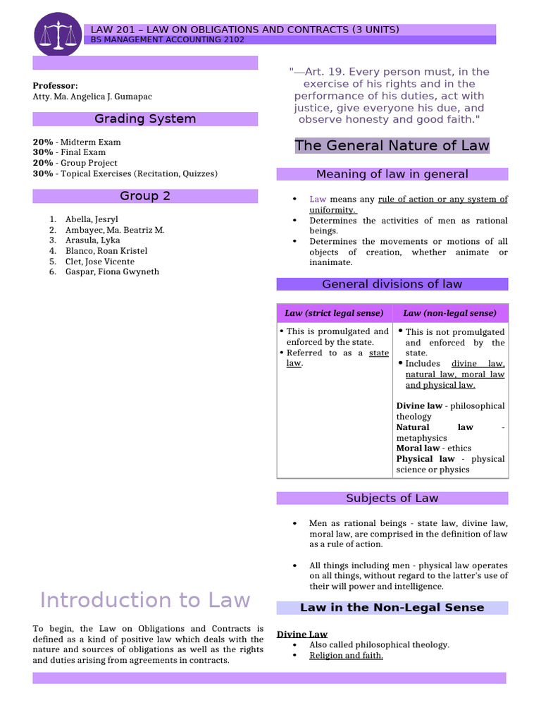 Law on Obligations and Contracts Overview | PDF | Precedent | Supreme ...